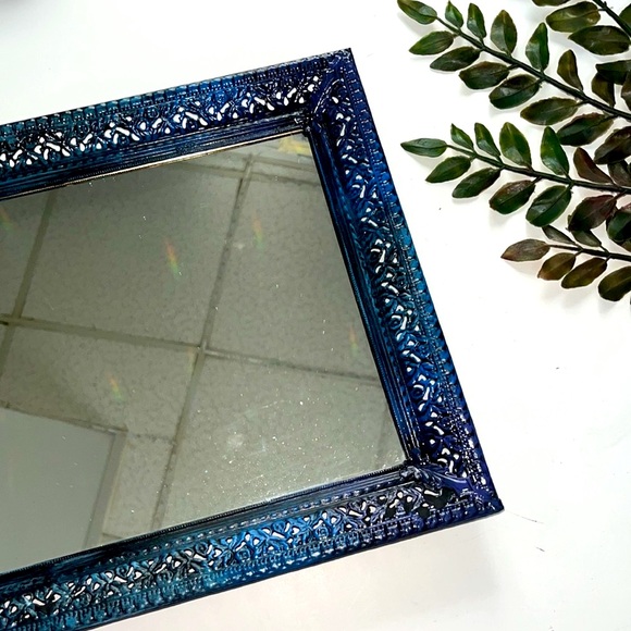 Wall Decor | Vintage Upcycled Mcm Mirror Vanity Tray Purple Blue Black ...